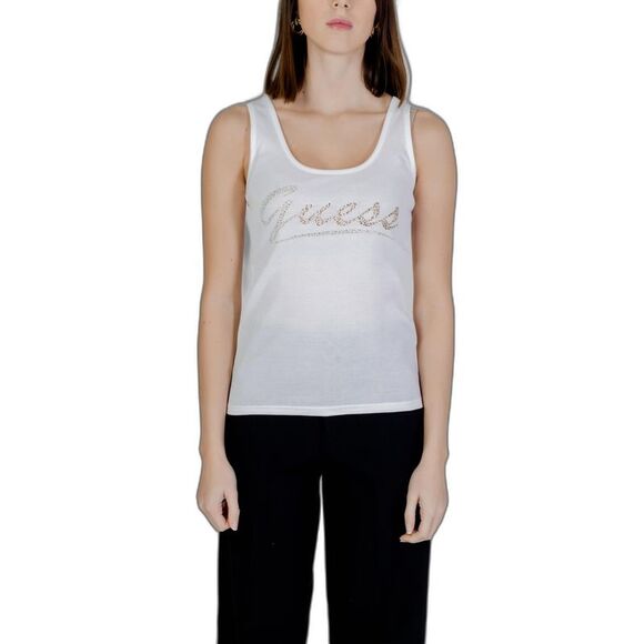 Guess | Tops | Guess White Printed Square Neck Tank Top | Poshmark